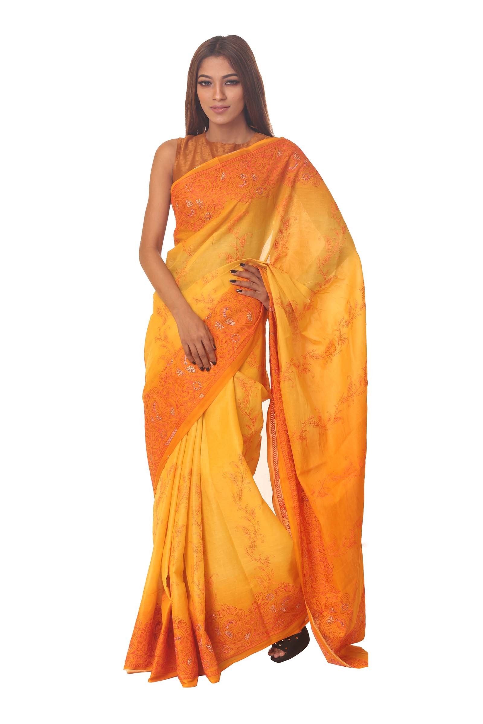 Embroidered Cotton Sari